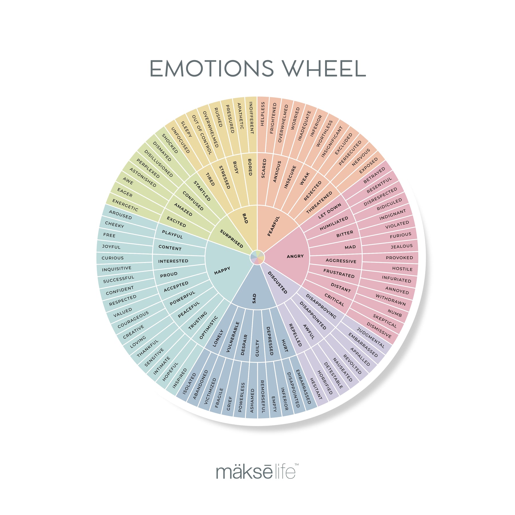 MäksēLife Needs + Emotions Wheel Stickers 5” – MakseLife