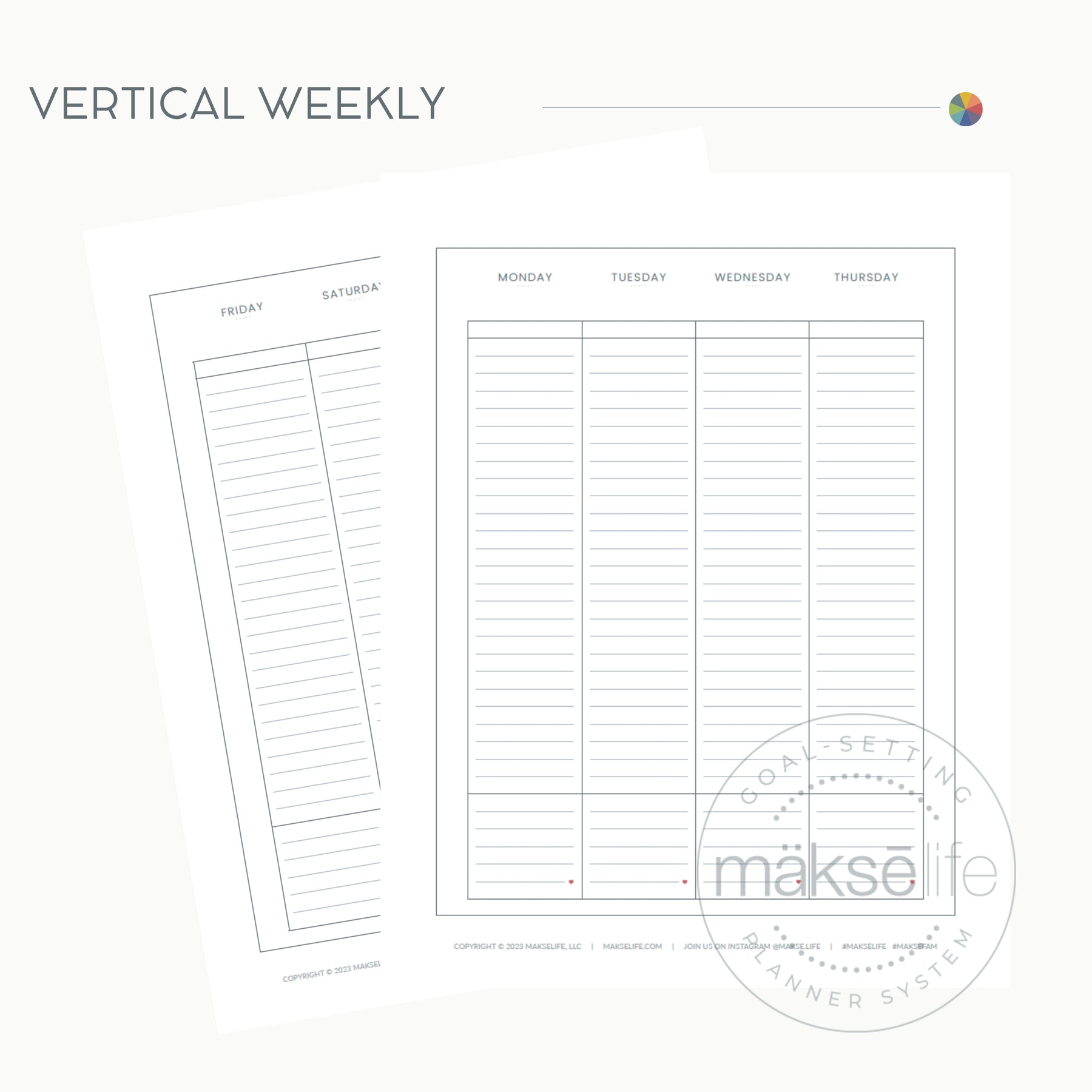 Vertical Weekly Spread | Free Printable – MakseLife